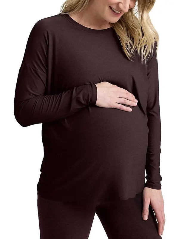Beyond Yoga Feels Like Home Long Sleeve Maternity Top - Dark Chocolate