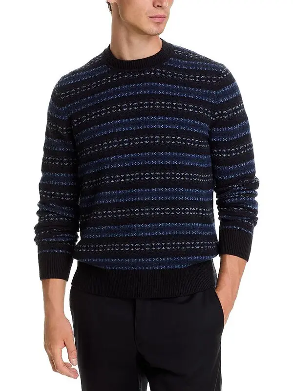Bloomingdale'S Fair Isle Striped Cashmere Sweater - Blue Multi