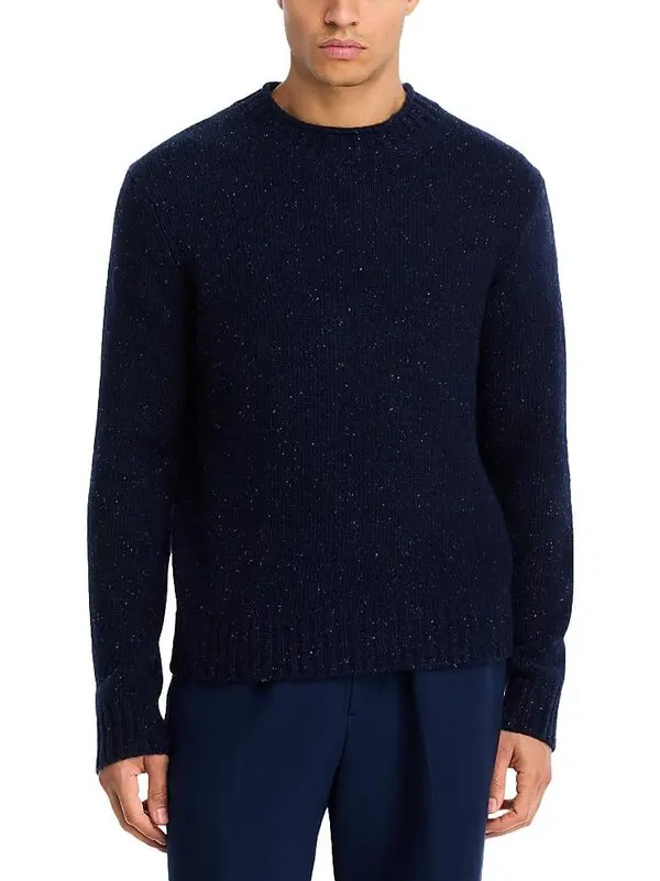 Bloomingdale'S Donegal Roll Neck Wool & Cashmere Sweater - Navy