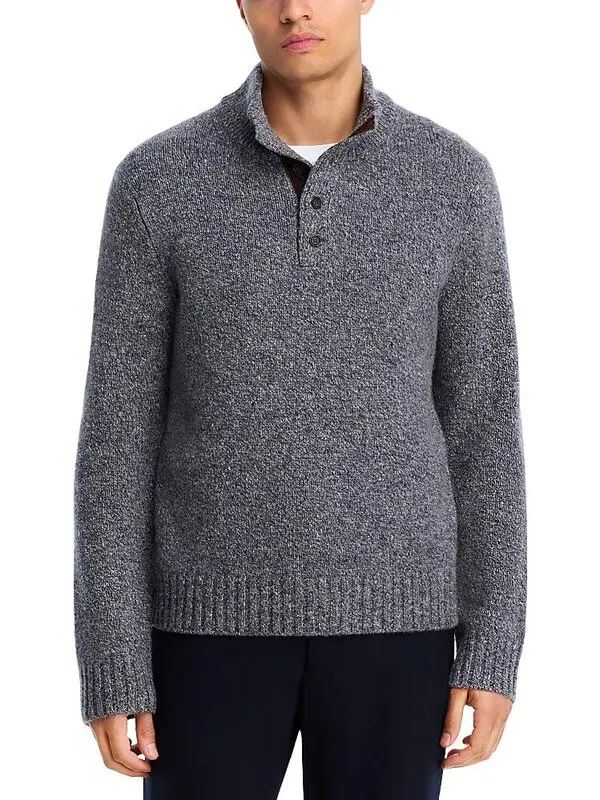 Bloomingdale'S Donegal Wool And Cashmere Button Placket Sweater - Storm