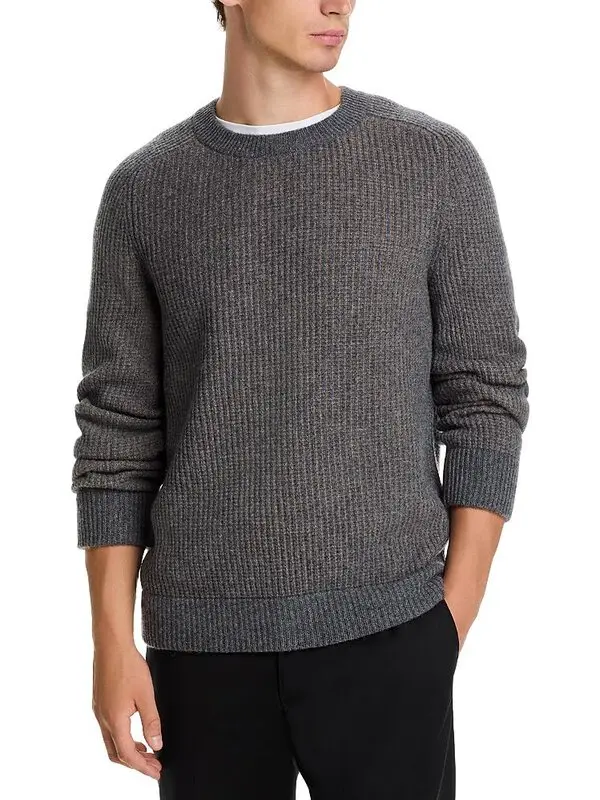Bloomingdale'S Ribbed Crewneck Wool & Cashmere Sweater - Asphalt / Mushroom