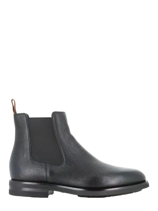 Santoni Elastic-panel Leather Chelsea Boots - Black