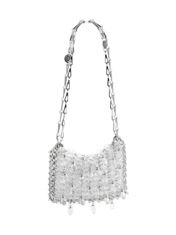 Rabanne Mini Crystal-resin Cross Body Bag - Silver