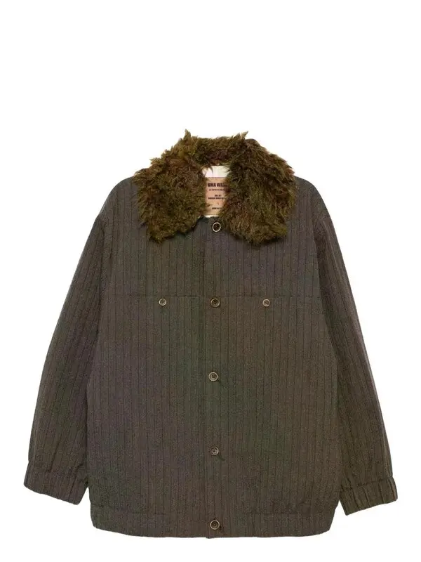 UMA WANG Faux Fur-trim Shirt Jacket - Brown