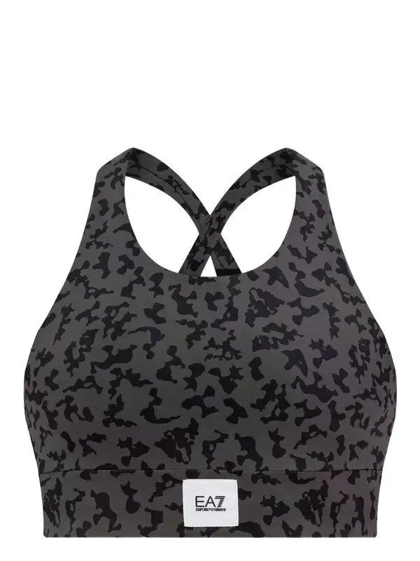 Emporio Armani Cross-back Leopard-print Top - Grey