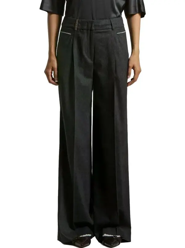 Peserico Pleated Trousers With Chain Detail - Black