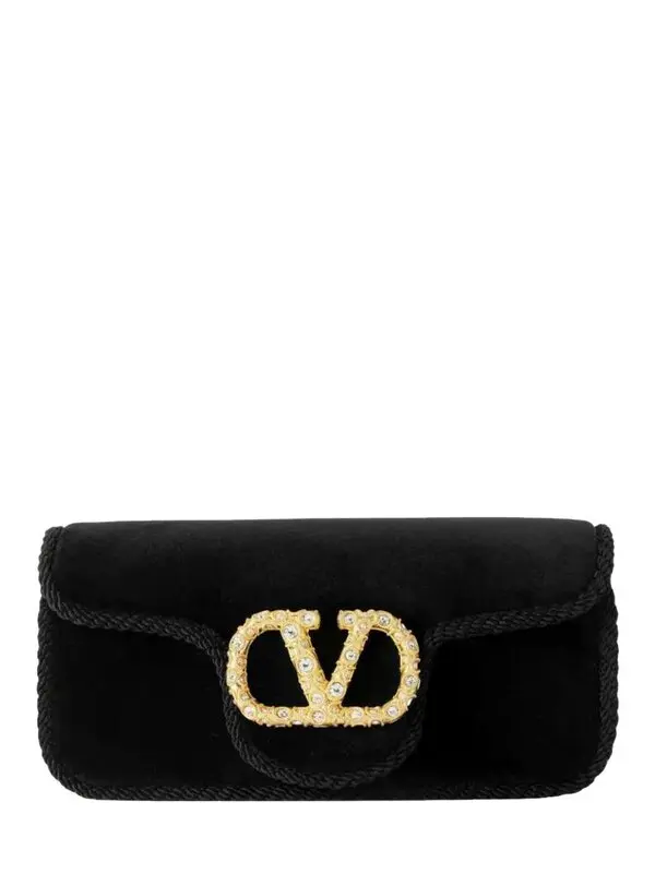 Valentino Garavani Locò Jewel-embellished Clutch Bag - Black