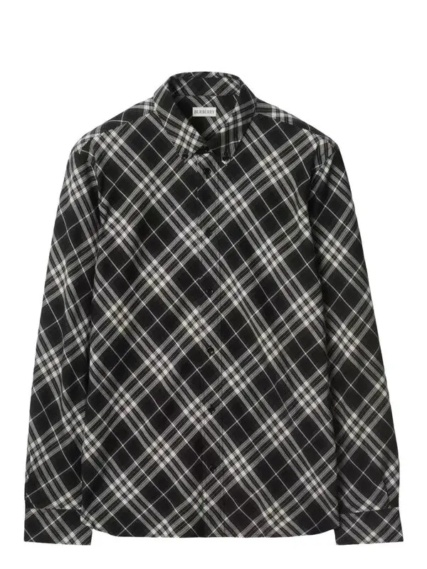 Burberry Check Cotton Flannel Shirt - Black