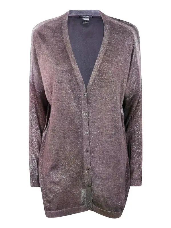 Avant Toi V-neck Lurex Cardigan - Brown