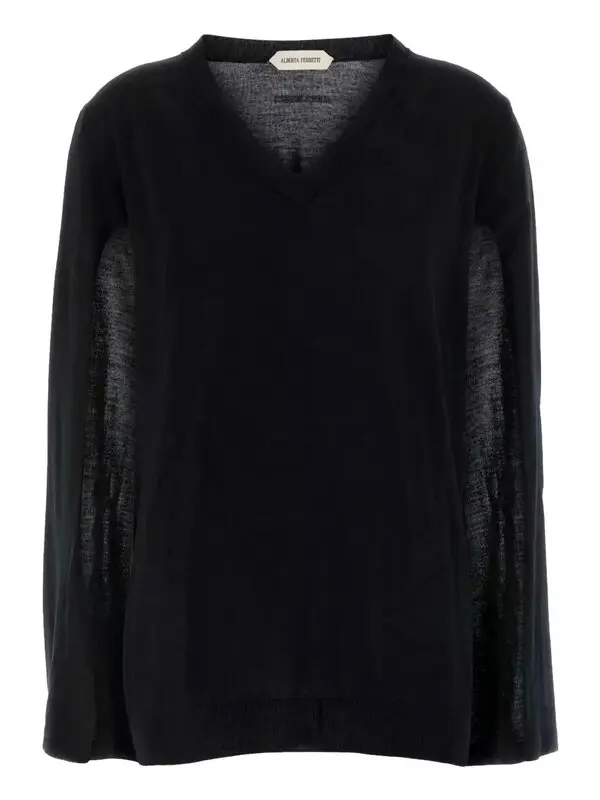 Alberta Ferretti V-neck Virgin Wool Sweater - Black