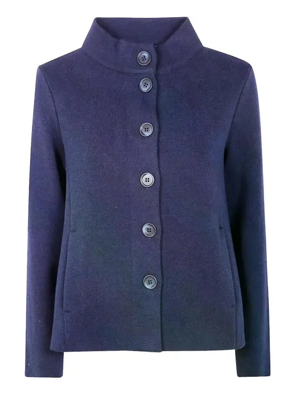 ANNE CLAIRE High-neck Wool Jacket - Blue