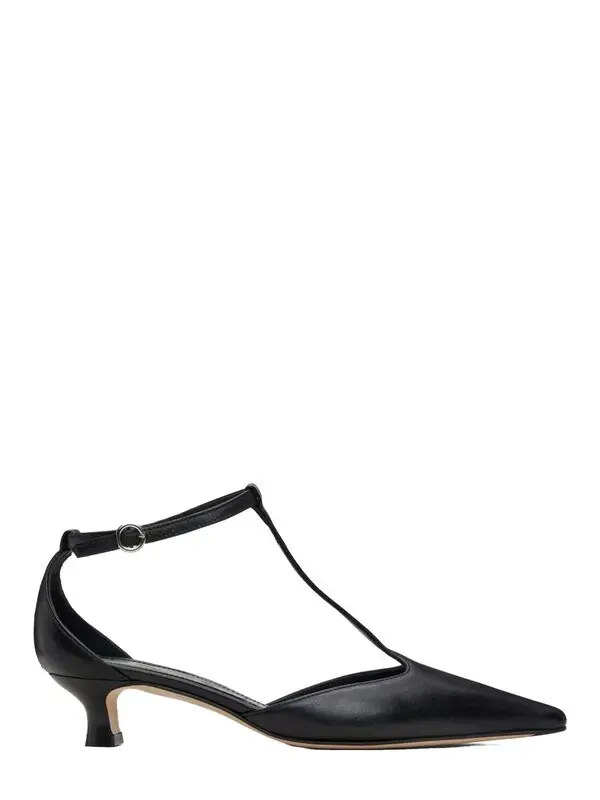 AeydĒ Leather T-bar Pumps - Black
