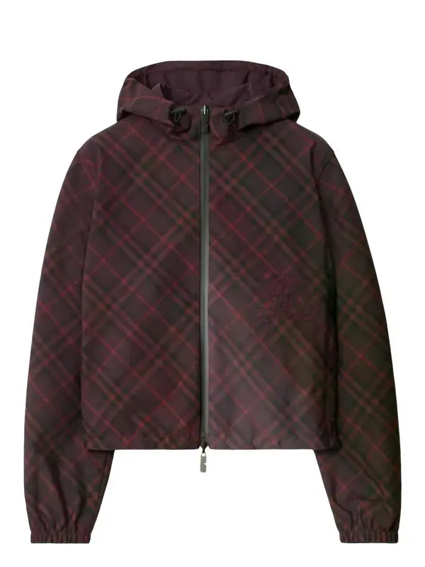 Burberry Check-pattern Hooded Cropped Jacket - Red