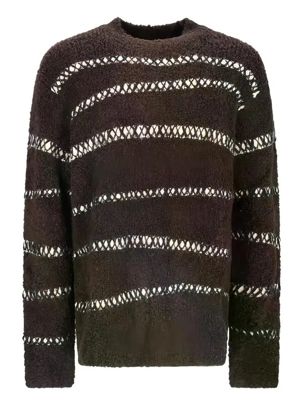 ATOMO FACTORY Bouclé Striped Sweater - Brown