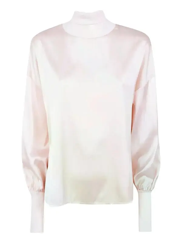 D.exterior High-neck Balloon-sleeve Blouse - Pink