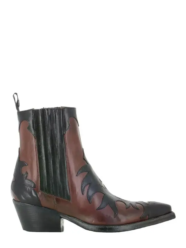 Sartore Leather Flame-pattern Boots - Brown