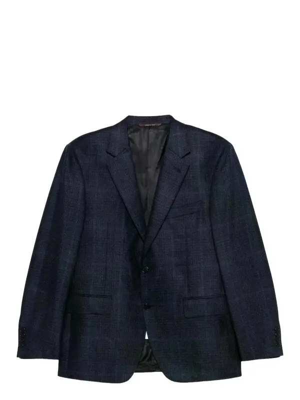 Canali Checked Single-breasted Blazer - Blue