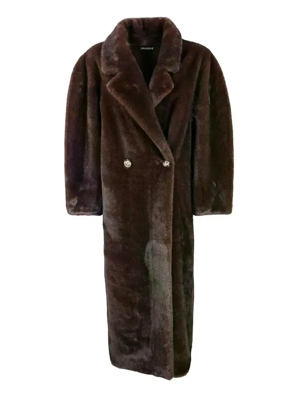 DRHOPE Double-breasted Faux-fur Coat - Brown