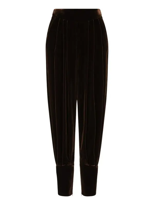 Giorgio Armani Velvet Trousers With Darts - Brown