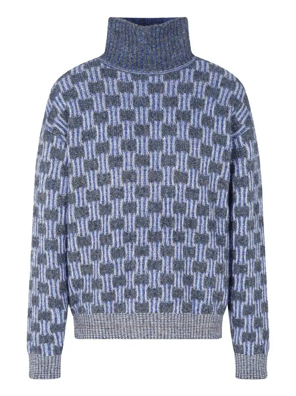 Giorgio Armani Patterned Knit Turtleneck - Light Blue