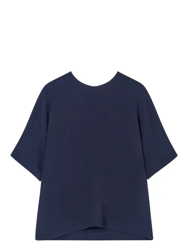 Giorgio Armani Triple Silk Georgette Crew-neck Blouse - Blue