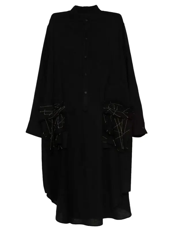Yohji Yamamoto Embroidered A-line Dress - Black