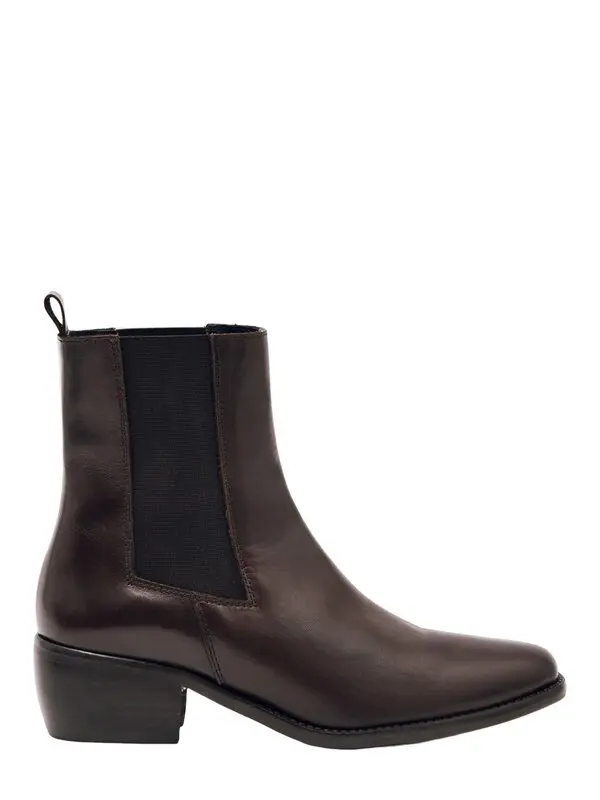 REISS Maeva Leather Chelsea Boots - Chocolate Brown