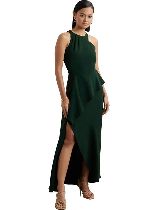 REISS Gabriella Ruffled Slash-detail Maxi Dress - Green