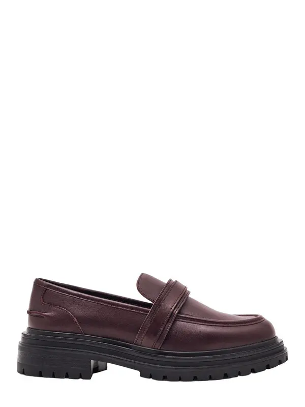 REISS Athena Leather Lug-sole Loafers - Burgundy