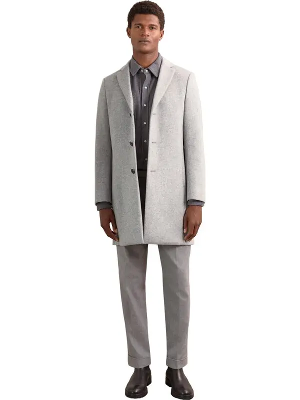 REISS Gable Wool-blend Single-breasted Overcoat - Soft Grey