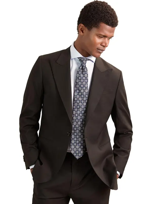 REISS Oscar Classic-fit Single-breasted Suit Blazer - Chocolate Brown