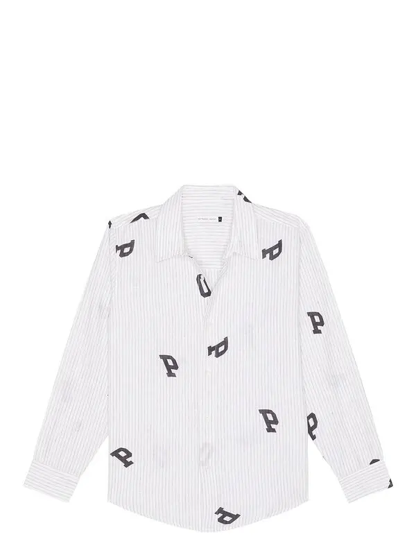 POP TRADING COMPANY Letters Striped Pop Shirt In White - White Linen