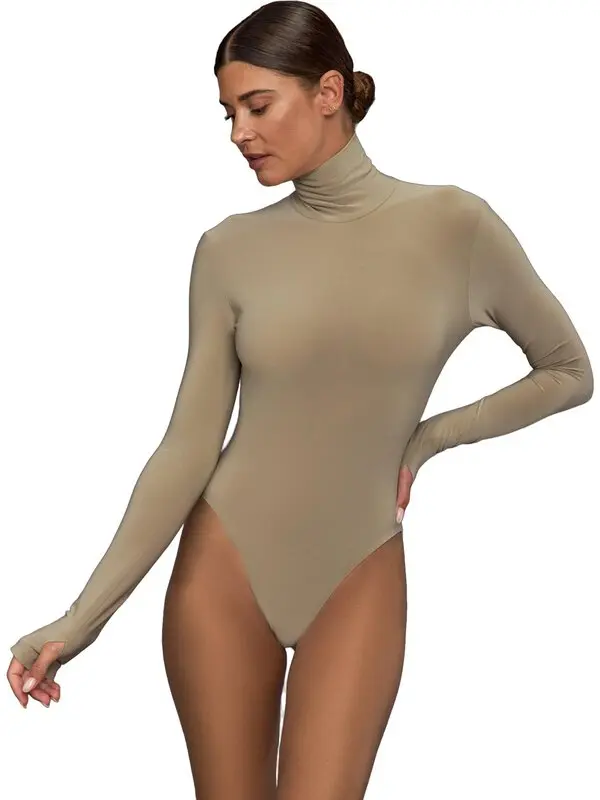 Norma Kamali Long Sleeve Turtle Bodysuit - Elm