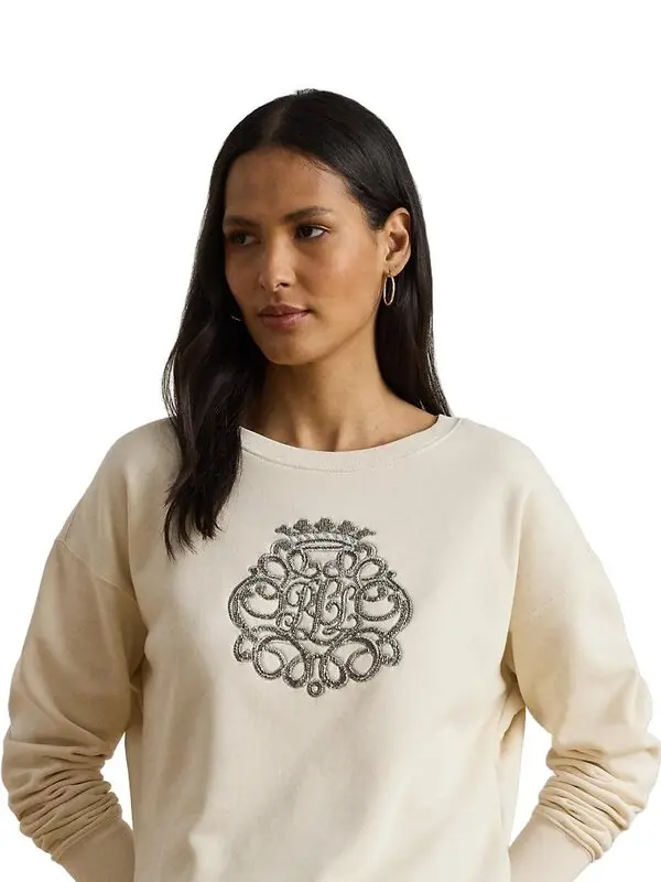 Ralph Lauren Beaded-crest Fleece Pullover - Mascarpone Cream