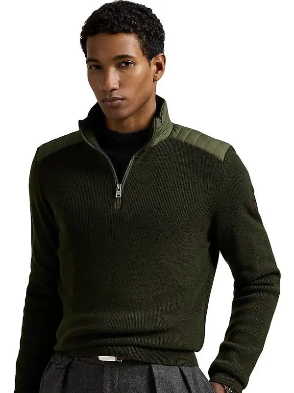 Ralph Lauren Quarter-zip Wool Blend Sweater - Olive Combo