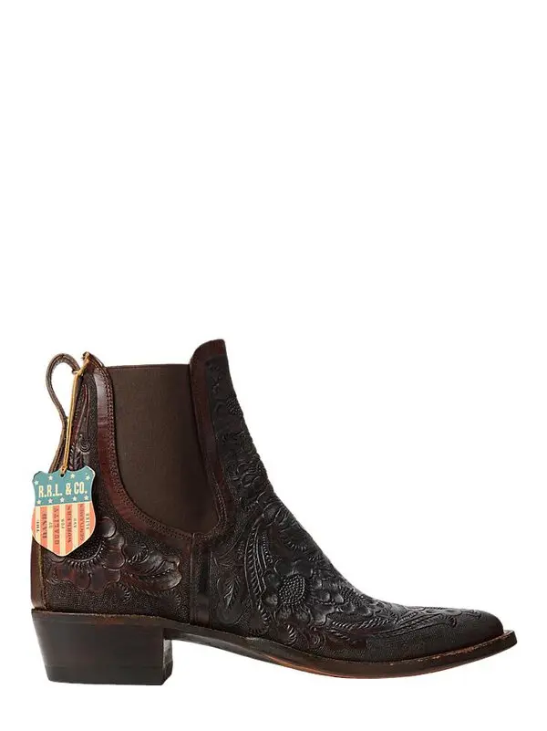 Ralph Lauren Plainview Hand-tooled Leather Boots - Dark Brown