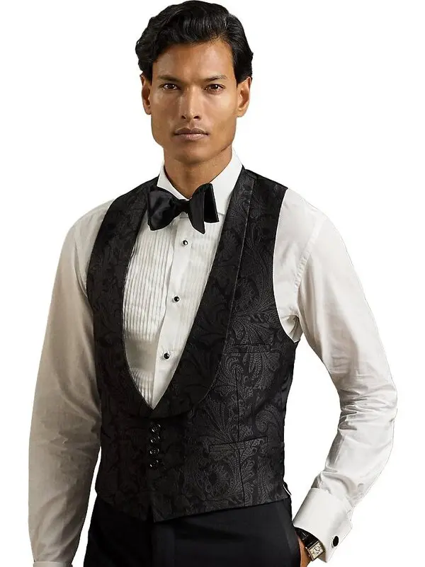 Ralph Lauren Hand-tailored Paisley Jacquard Vest - Black