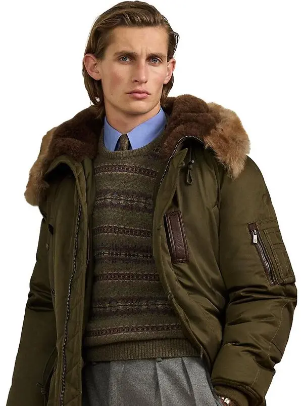 Ralph Lauren Shearling-trimmed Down Parka - Olive