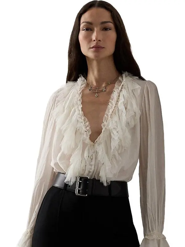 Ralph Lauren Kensley Cotton-silk Voile Blouse - Cream