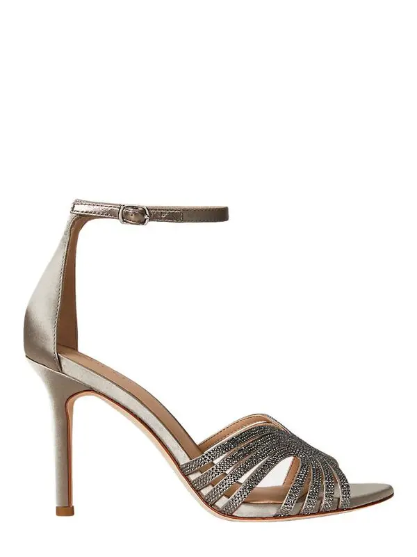 Ralph Lauren Allie Embellished Sandals - Taupe Brown/black Diamond