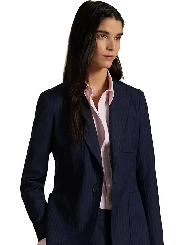 Ralph Lauren Pinstripe Single-breasted Blazer - Small Navy Pinstripe