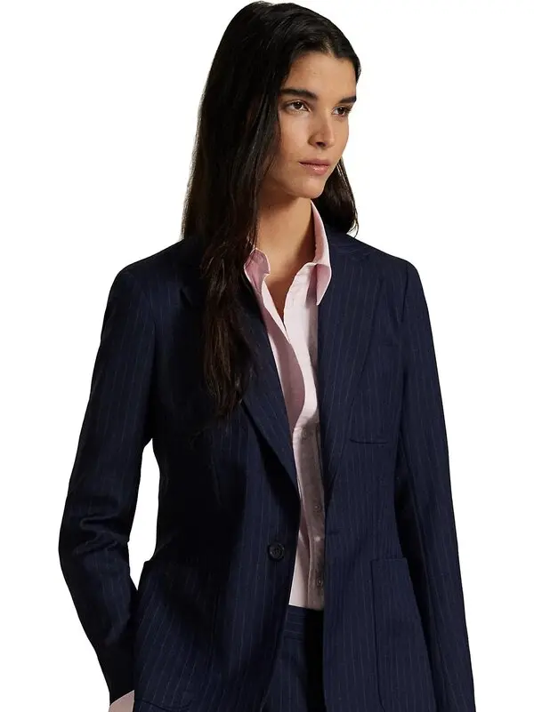 Ralph Lauren Pinstripe Single-breasted Blazer - Small Navy Pinstripe