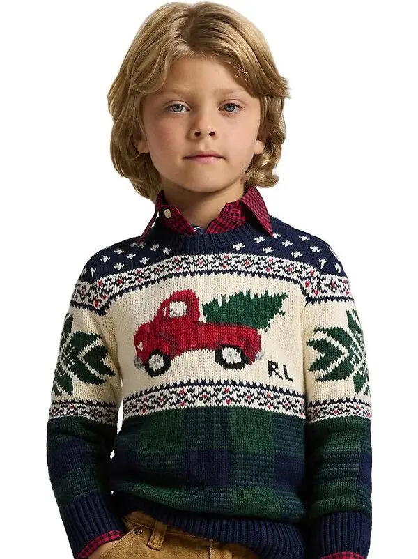 Ralph Lauren Truck-intarsia Cotton Sweater - Multi