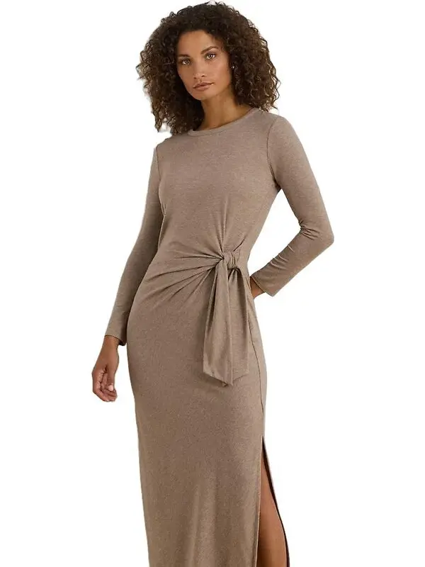Ralph Lauren Tie-front Stretch Jersey Midi Dress - Adirondack Heather