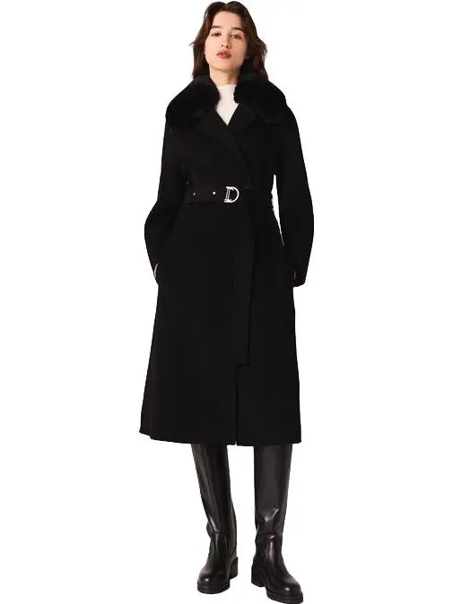 Maje Double-faced Coat With Removable Collar - Black
