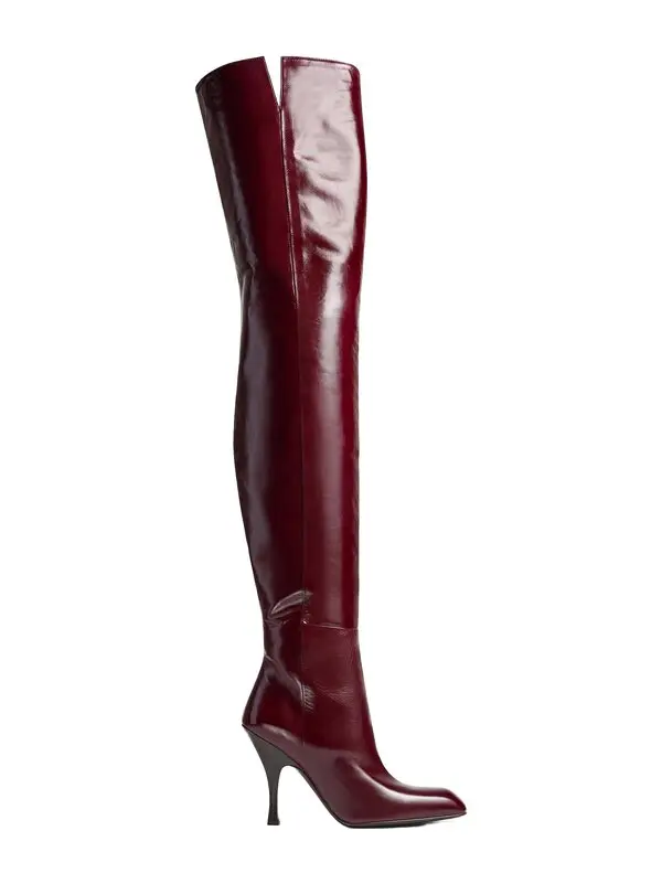 Khaite Colt Over-the-knee Leather Heel Boots - Bordeaux