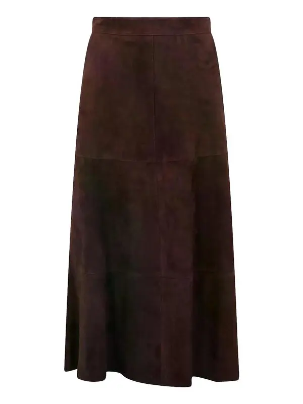 Seventy Suede Paneled Midi Skirt - Brown