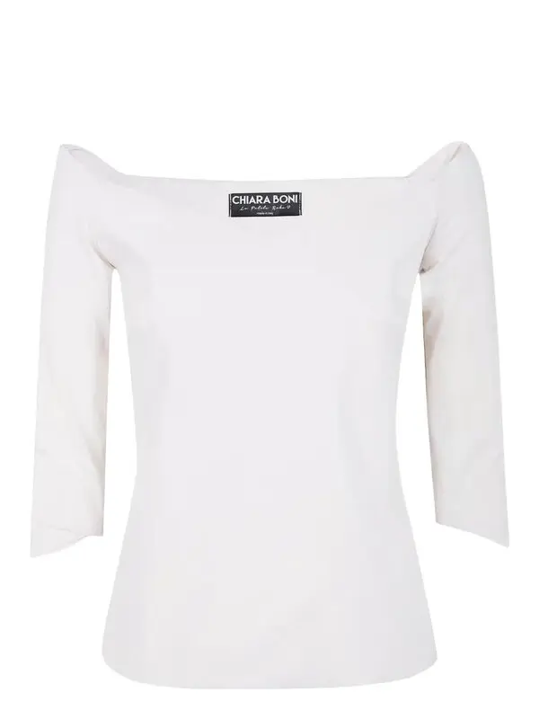 Chiara Boni La Petite Robe Off-shoulder Three-quarter Sleeve Top - White