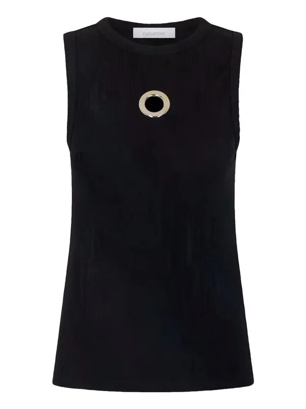 Rabanne Eyelet-detail Ribbed Tank Top - Black