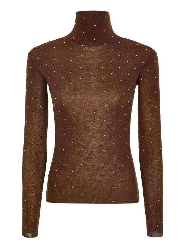 Rabanne Embellished Turtleneck Top - Brown